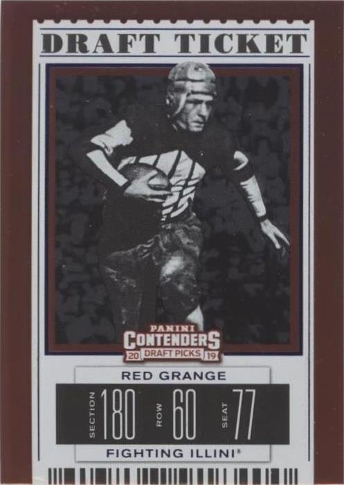 2019 Panini Contenders Draft Picks - Season Ticket Red Grange #85 Draft ...