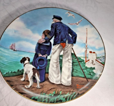 Vintage NORMAN ROCKWELL Royal Eaton 1982 Looking Out to Sea 22k gold ...