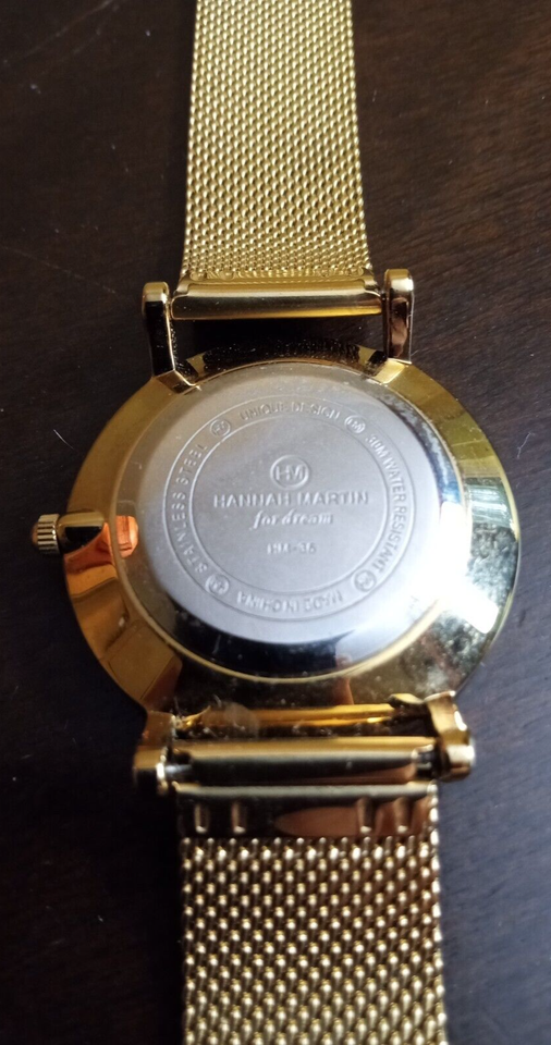 HANNAH MARTIN Mesh Gold Band, WRISTWATCH Black Dial, 30M Water ...