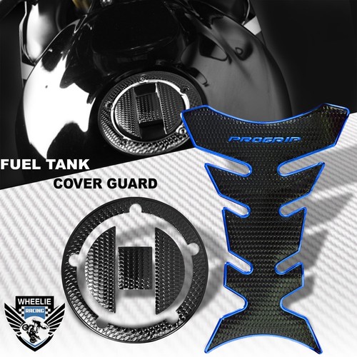 CHROMED BLUE&BLACK PRO GRIP FUEL TANK PAD+GAS CAP COVER 04-17 GSXR-600 ...