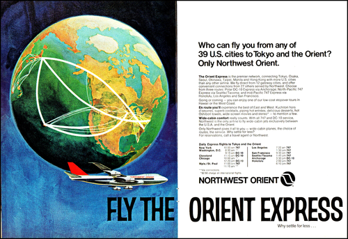 1973 Northwest Orient Airlines 747 & DC-10 airplanes large vintage ...