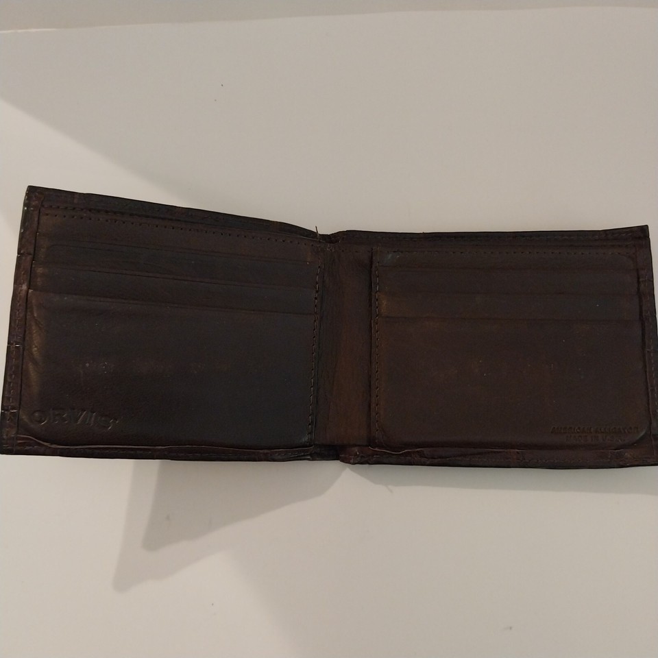 Discontinued Orvis Dark Brown Genuine Alligator Leather Wallet Made in ...