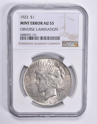 MINT ERROR AU55 1923 Morgan Silver Dollar OBV Lamination NGC *1800 | eBay