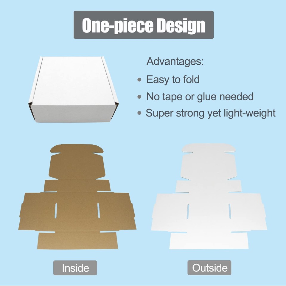 7x6x2 Shipping Boxes, Small Cardboard Box White Mailing Flat Corrugated ...