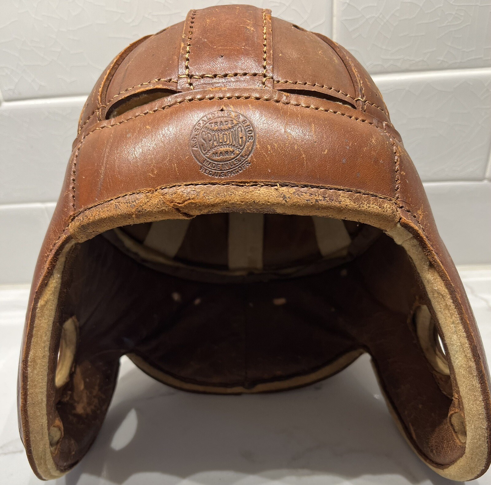 Early 1920's Spalding & Bros. American Leather Football Helmet Antique ...
