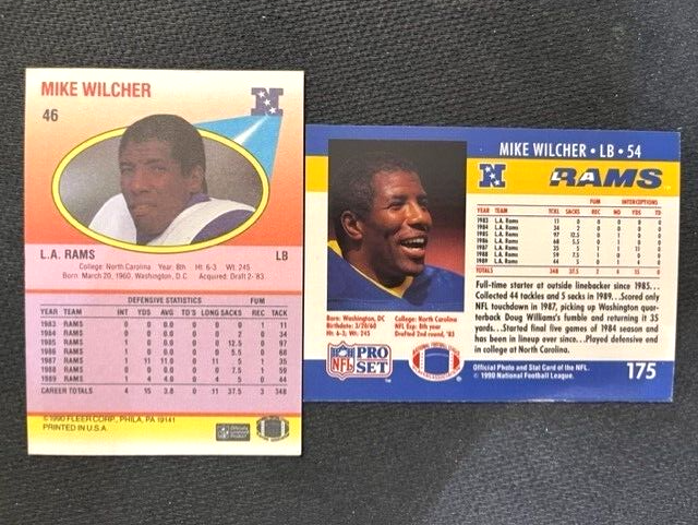 NFL - Mike Wilcher 1990 Fleer & 1990 Pro Set Football - Rams | eBay