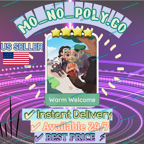 Warm Welcome_Mono_Poly-Go Stickers Cards 4 Stars ⭐⭐Instant Delivery ⭐⭐ ...