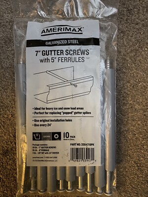 1pk Amerimax Round Head Square Drive Gutter Screw with Ferrule Metal ...