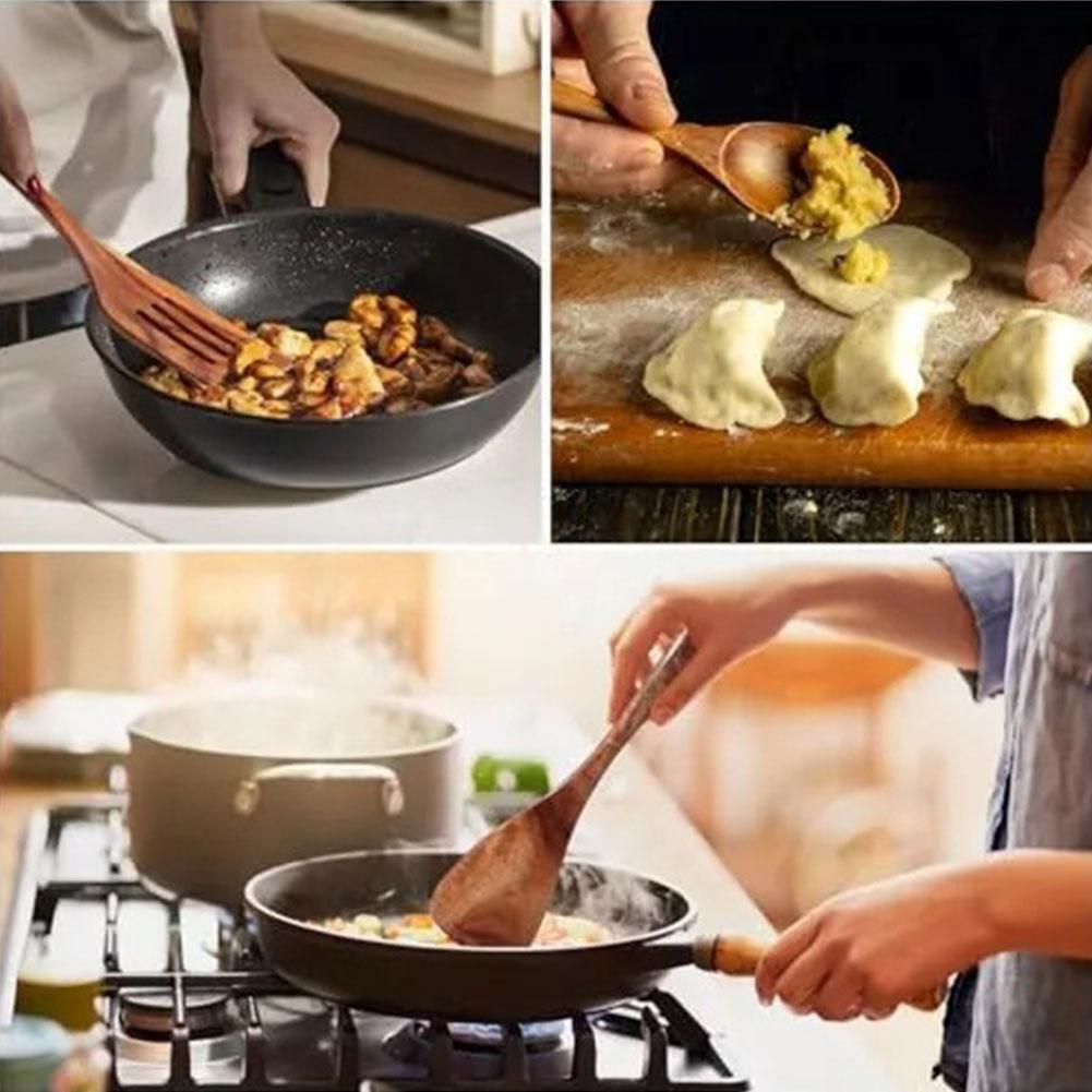 5Pcs Handmade Wooden Serving and Cooking Spoons Brown Spoons Kitchen ...