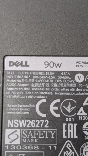 Genuine Dell LA90PM130 Slim AC Adapter 19.5V 4.62A Laptop Charger 90W n ...