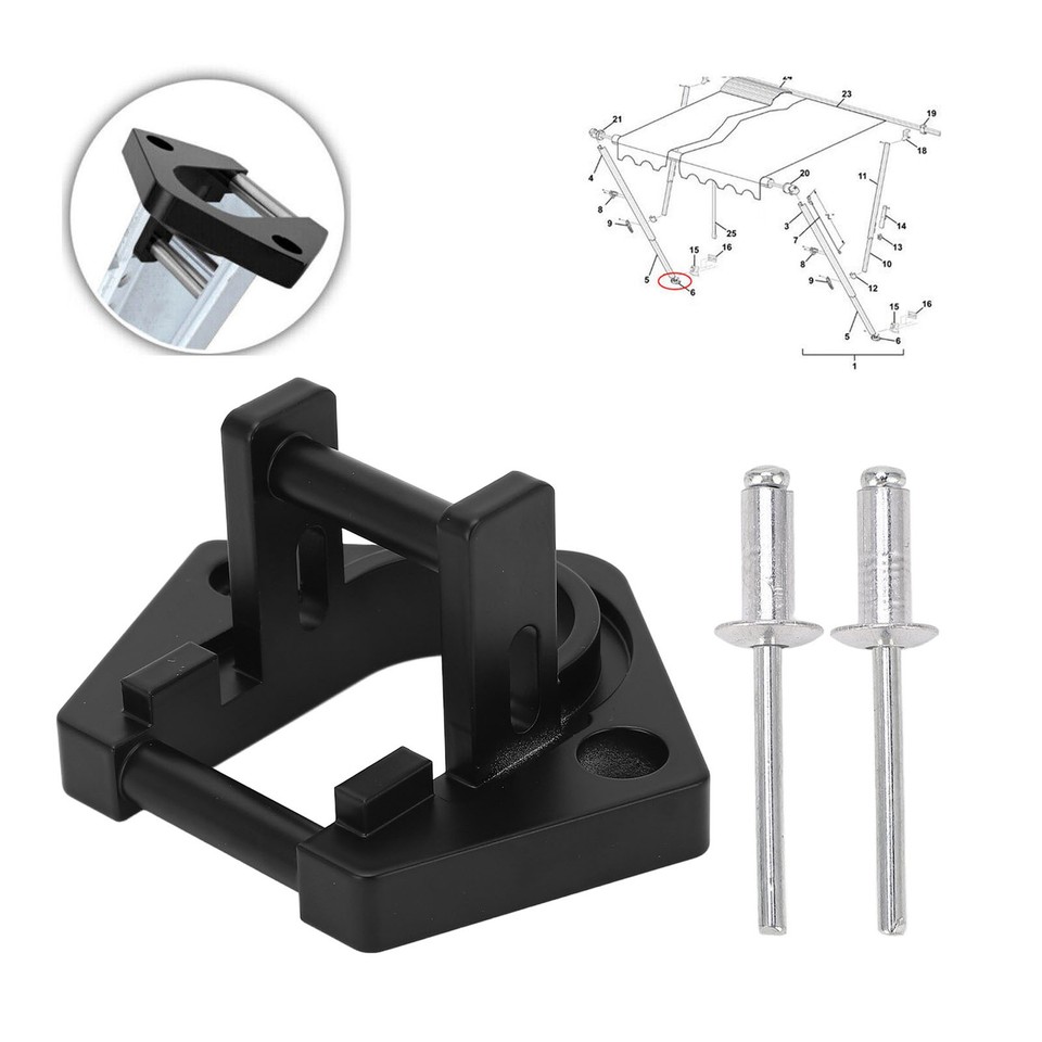 Awning Arm Bottom Bracket Solid Aluminum Black RV Awning Base 3825.RV ...