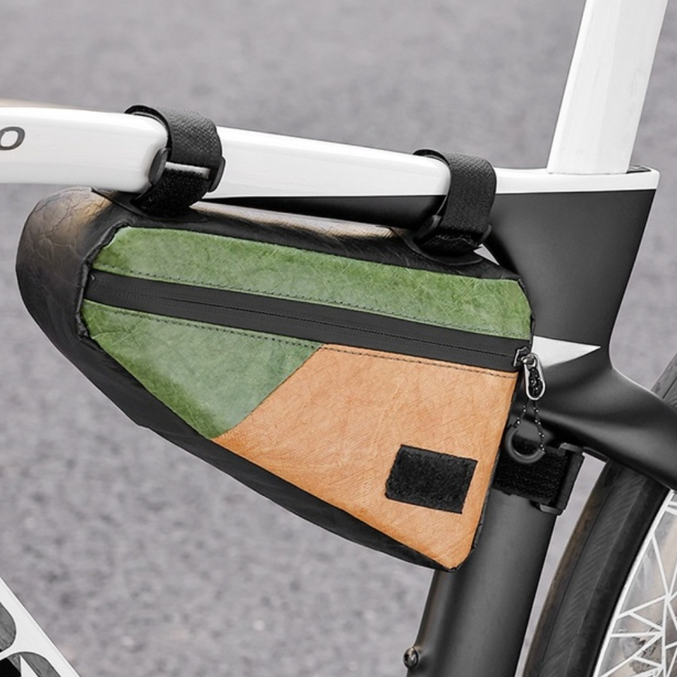 Green Bike Top Tube Bag 24x13x5.5cm Waterproof Triangle Shape Cycling ...