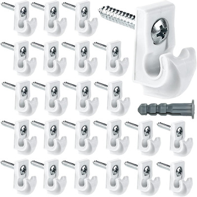 24 Pack White down Wall Clip Closet Shelves Clips Wire Shelf Loop Clips ...