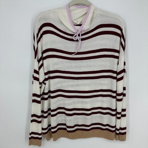 Lou & Grey Striped Drawstring Cowl Neck Sweater XL Womens Relaxed Fit ...