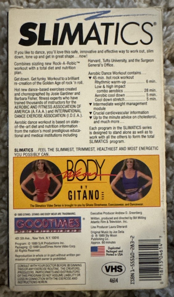 SLIMATICS AEROBIC DANCE WORKOUT (VHS, 1989) hosted by Susan Anton *RARE ...