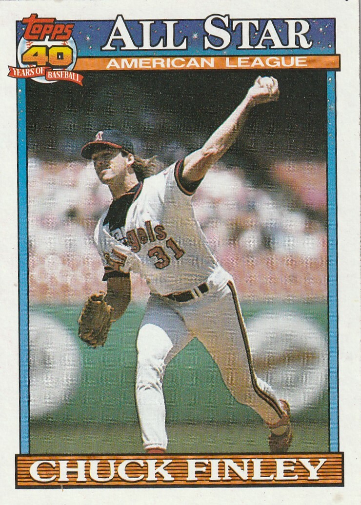 FREE SHIPPING-MINT-1991 Topps Chuck Finley #395 ANGELS ALL STAR-40 ...