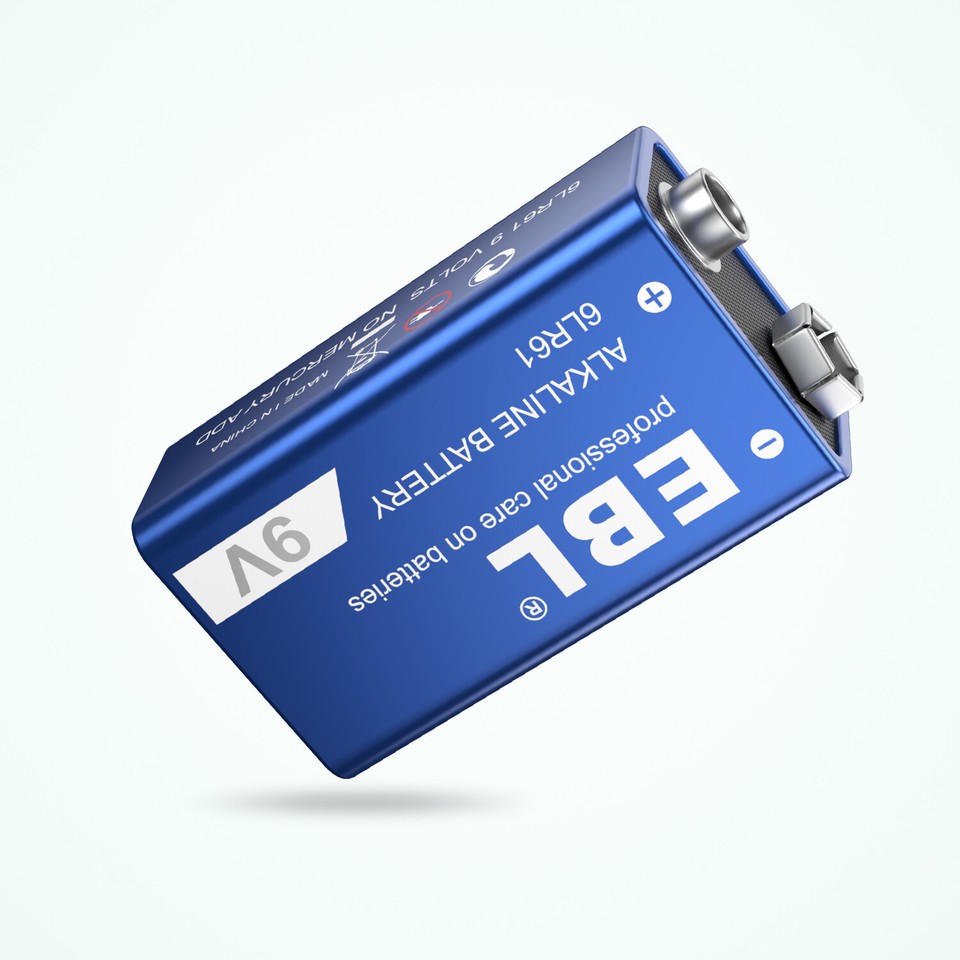 9V 9-Volt Alkaline Battery Batteries 6LR61 E-Block 6AM6 EN22 Long ...