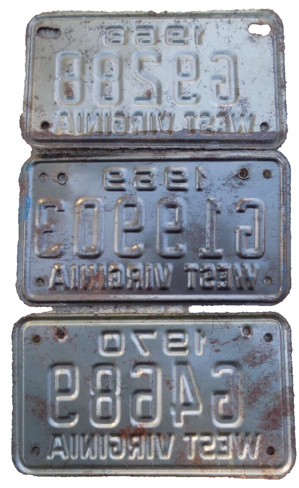 West Virginia Motorcycle License Plates 1968 1969 1970 Vintage | eBay