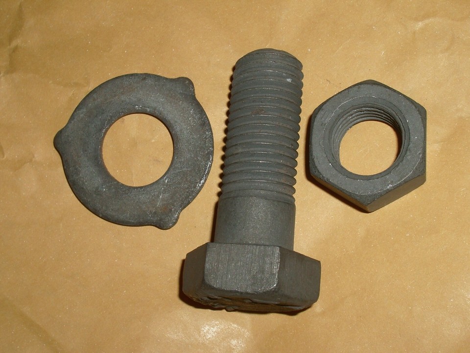 6 - M16 x 55mm - 65mm O/A Galv bolts 40mm Thead Isom pk 6 with nuts ...