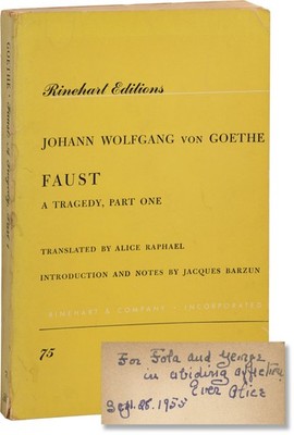 Johann Wolfgang von Goethe FAUST First Edition Association Signed ...