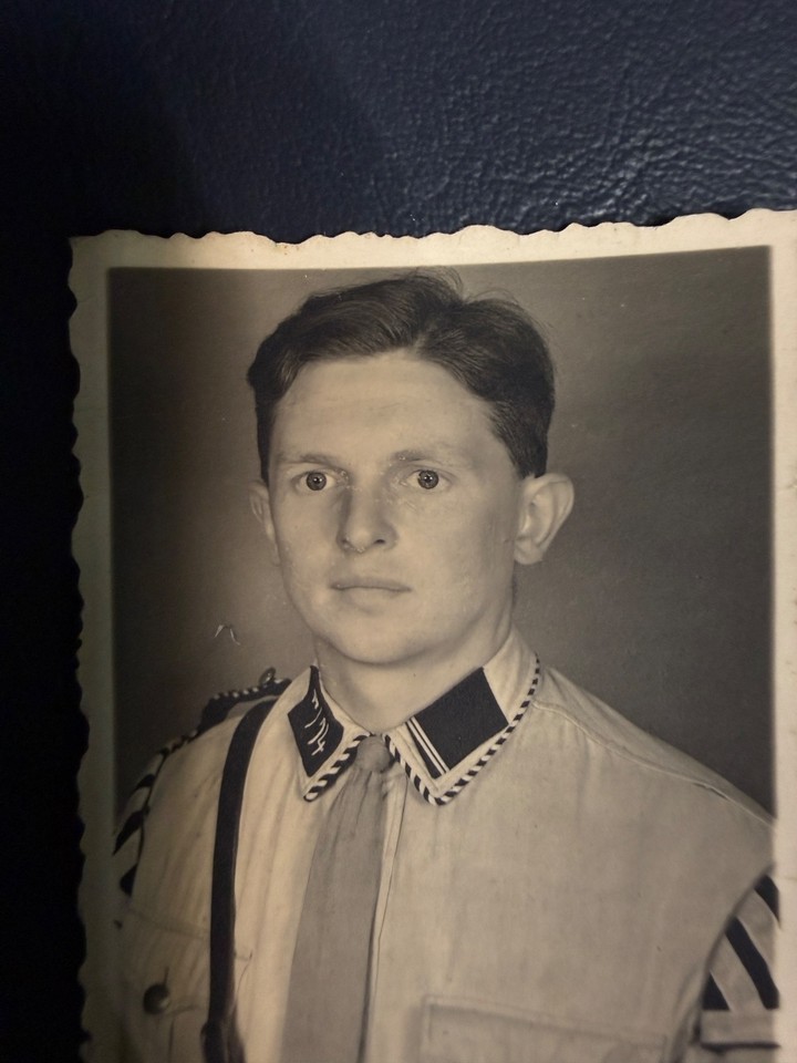 Vintage WWII Era German Soldier Portrait Photo Military Uniform Collar ...