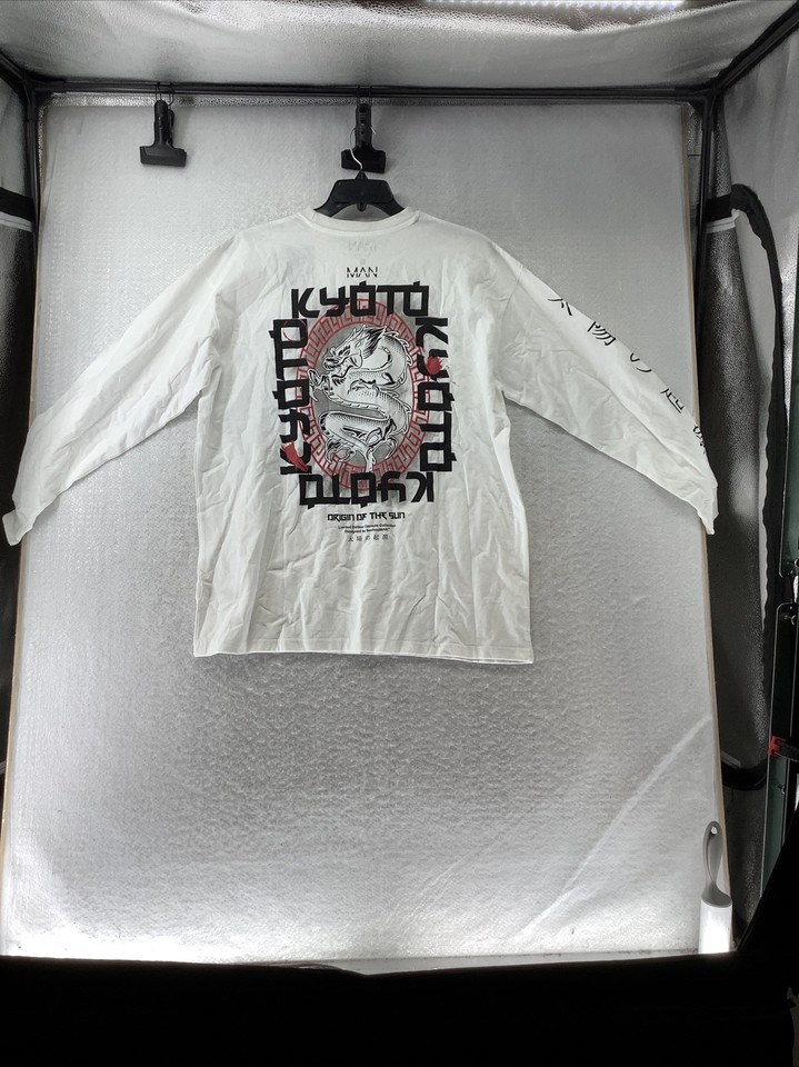 boohooMAN Original Mens Size M Tshirt Long Sleeves White Man With Tags ...