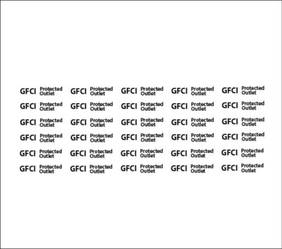 GFCI GFI Protected Outlet Stickers 30 Pack Special .25" x 1.0" Stickers ...