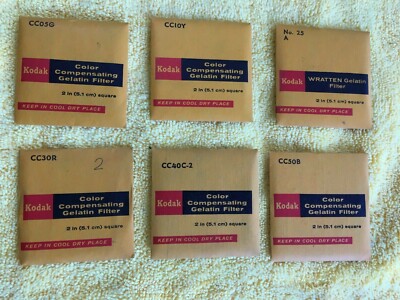 Vintage Kodak ~ ((6)) Color Compensating Gelatin Filters ~ SEALED PACKS ...