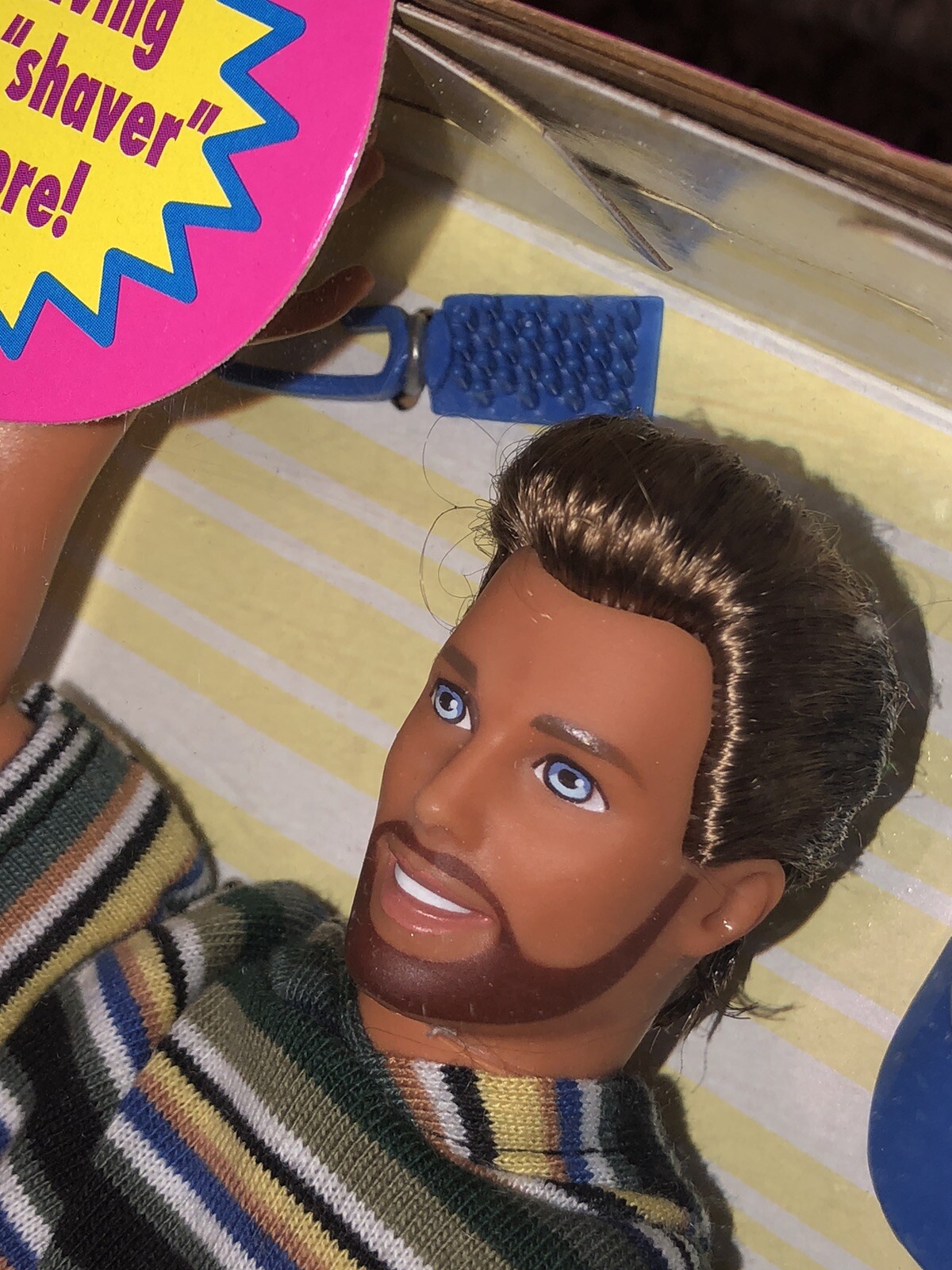 Vintage 1994 Shaving Fun Ken Barbie Doll Beard Visor Cream Brush Rooted ...