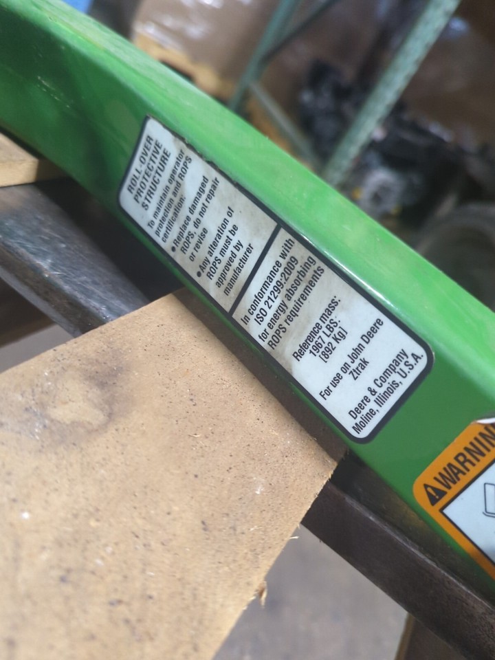 John Deere Zero Turn Z930M Ztrac ROPS Roll bar Assembly AUC22579 | eBay