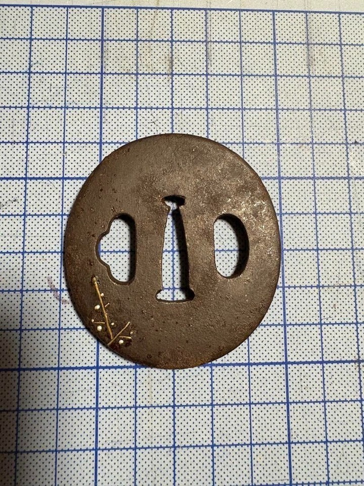 Samurai Katana Tsuba Handguard Sord Antique Worrier Palm Flower ...