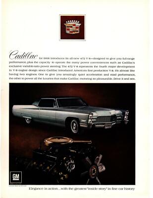 1968 Cadillac 472 V-8 Engine 2-Door "Elegance In Action" General Motors ...