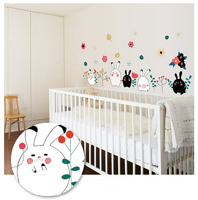 DIY Art Wall Decals Bunny Rabbit Kids Wall Sticker Home Room Decor ...