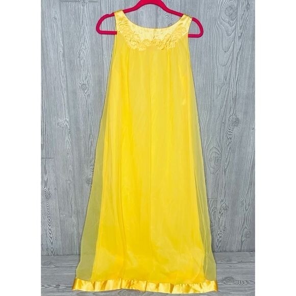 Vintage butter yellow gossard artemis nightgown and robe set chiffon ...