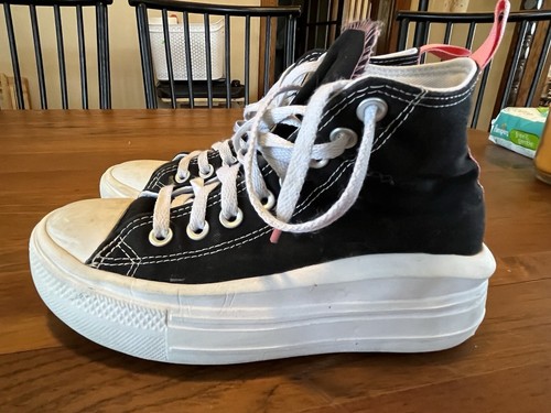 Size 3.5 - Converse Chuck Taylor All Star Hi Move Platform Sneakers Blk/Wht/Pink | eBay
