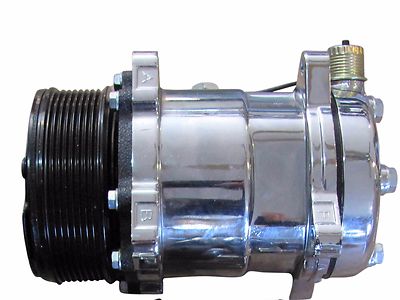 Chrome Plated Sanden 508 Style Compressor with 8 Rib Pulley A/C Air ...