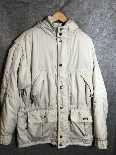 VINTAGE Killy Jacket Mens Large White Hooded Ski Snow Insulated Zip ...
