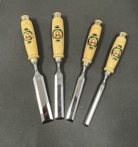 4 Vintage Two Cherry German Chisel Set 26mm 20mm 16mm 10mm Excellent ...