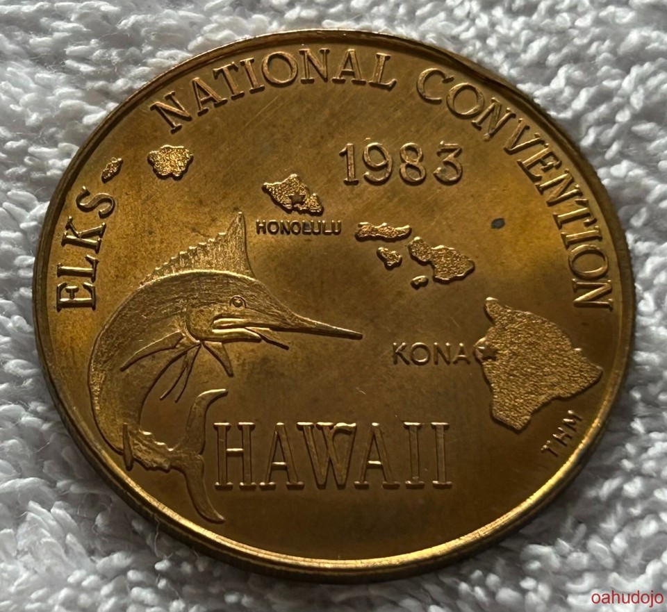 1983 KONA ELKS CLUB Lodge 2616 Medal Token Hawaiian 2MF-4 39mm Limited ...