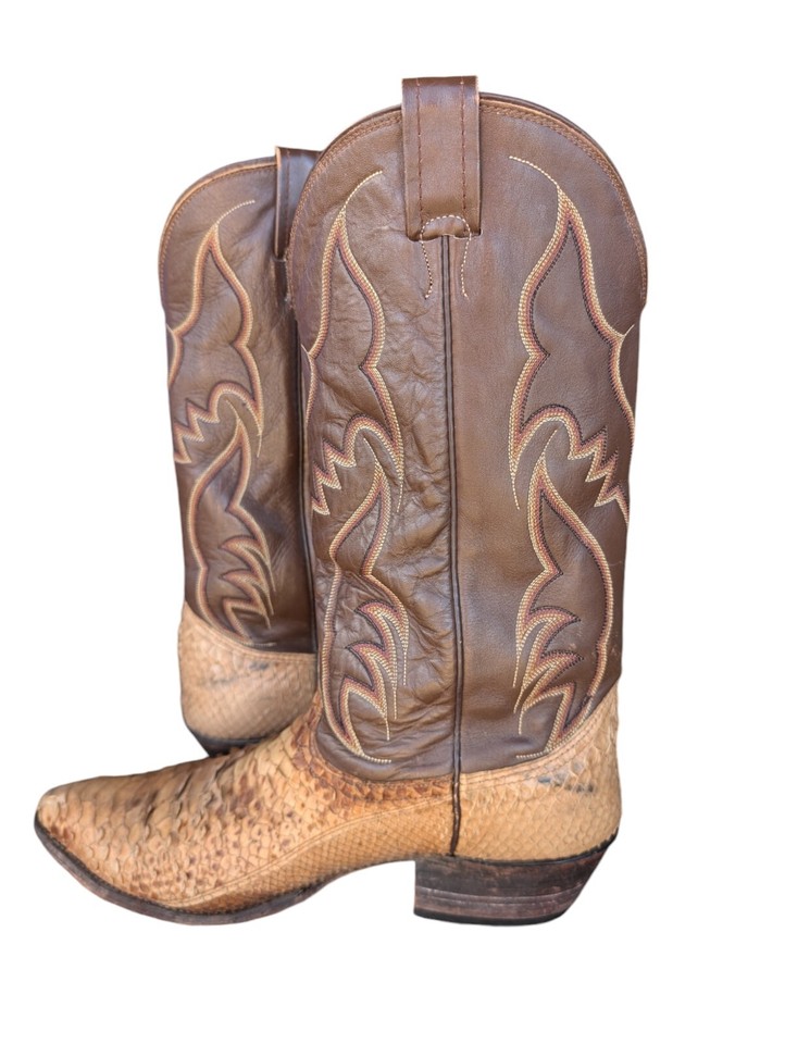 Nocona Brown Tan Genuine Snake Boa Skin Western Boots Men's 10.5 D A306 ...