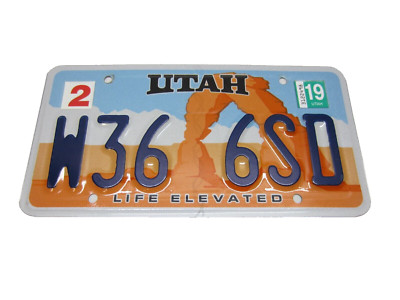 2019 UTAH Arch Elevated License Plate "W36 6SD" as pictured. | eBay