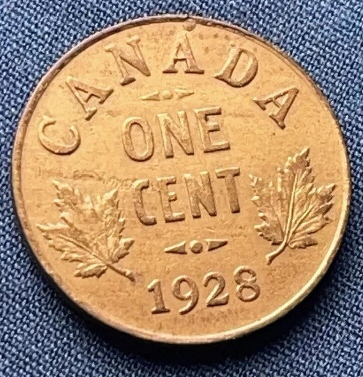 1928 Canada Cent Beautiful Circulated Brown King George V Canadian ...