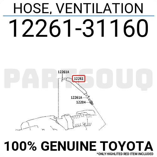 1226131160 Genuine Toyota HOSE, VENTILATION 12261-31160 OEM | eBay
