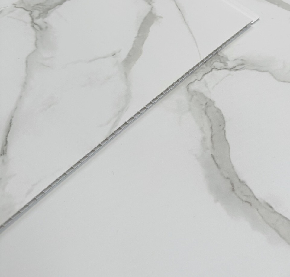 White Panels, Sparkle Effect Cladding, Marble Bathroom Shower Wall ...