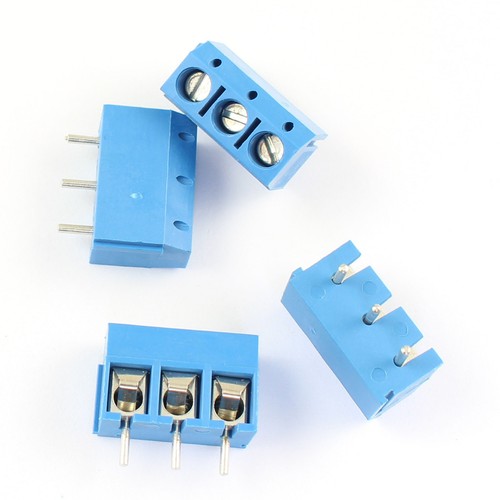 100Pcs Blue 5mm Pitch 3 Pin 3 Way PCB Screw Terminal Block Connector ...