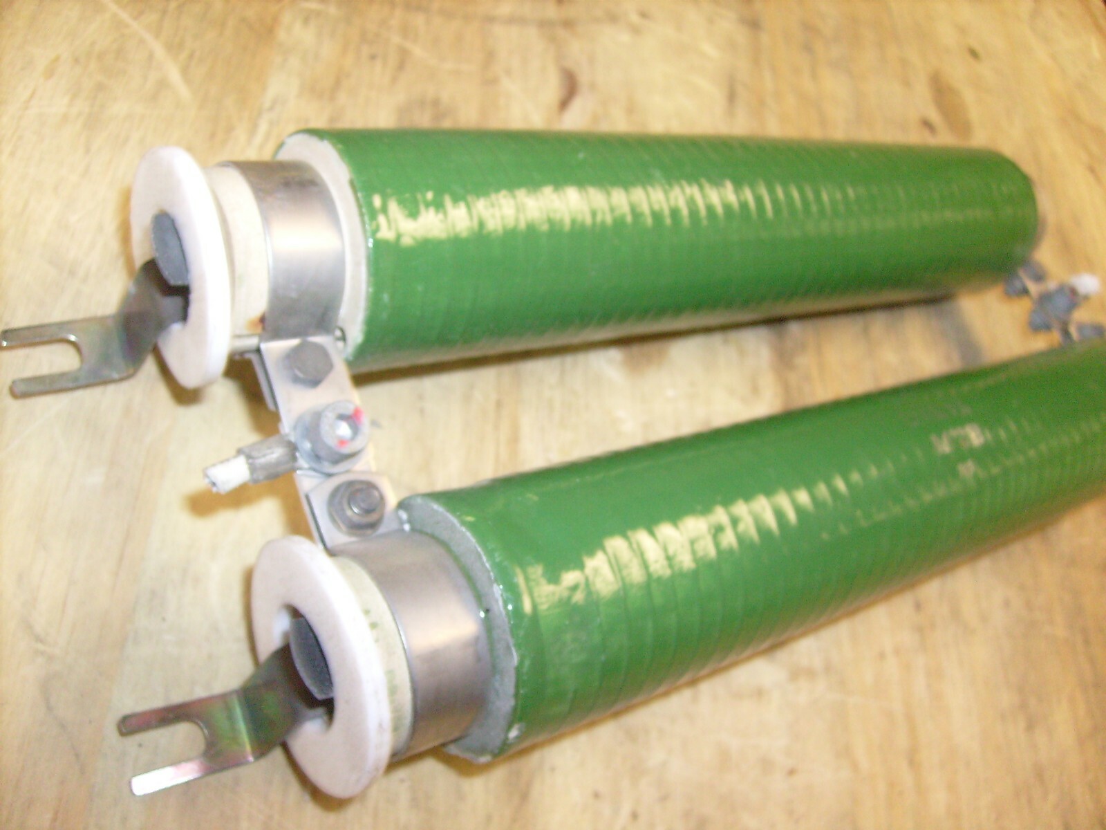 2 Large 10 inch Green Ceramic Enamel Resistors MCB 1.2Kohm 5% from Lab ...