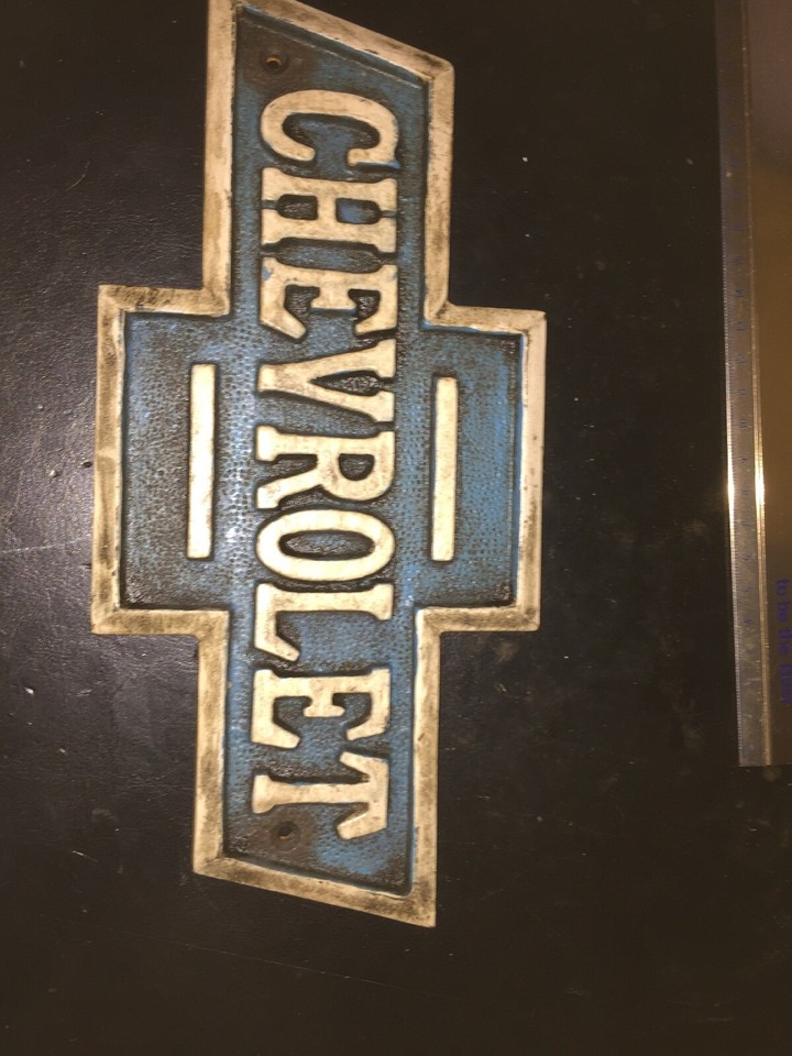 Chevrolet Sign Cast Iron Patina Chevy Plaque Car Auto Truck Silverado ...