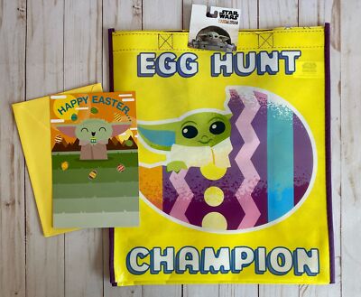 Grogu Egg Hunt Champion Easter Disney Reusable Tote Gift Bag + Card Set ...