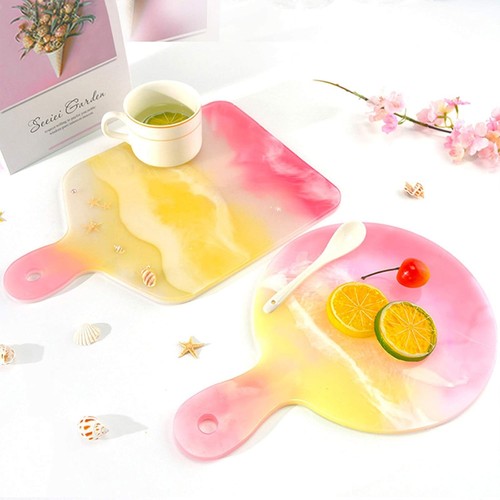 FUNSHOWCASE Cheese Board Epoxy Resin Rectangular and Circle Shapes ...