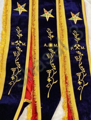 NEW Masonic OES A.M ,P.M ,W.M Sash set of 3 Associate ,Past ,Worthy ...